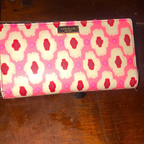 kate spade | Bags | Kate Spade Laurel Way Wallet In Pinkwhitered ...